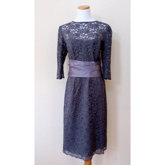 siri | Dresses | Siri Dresses Gray Lace Dress 34th Sleeves Dress | Poshmark